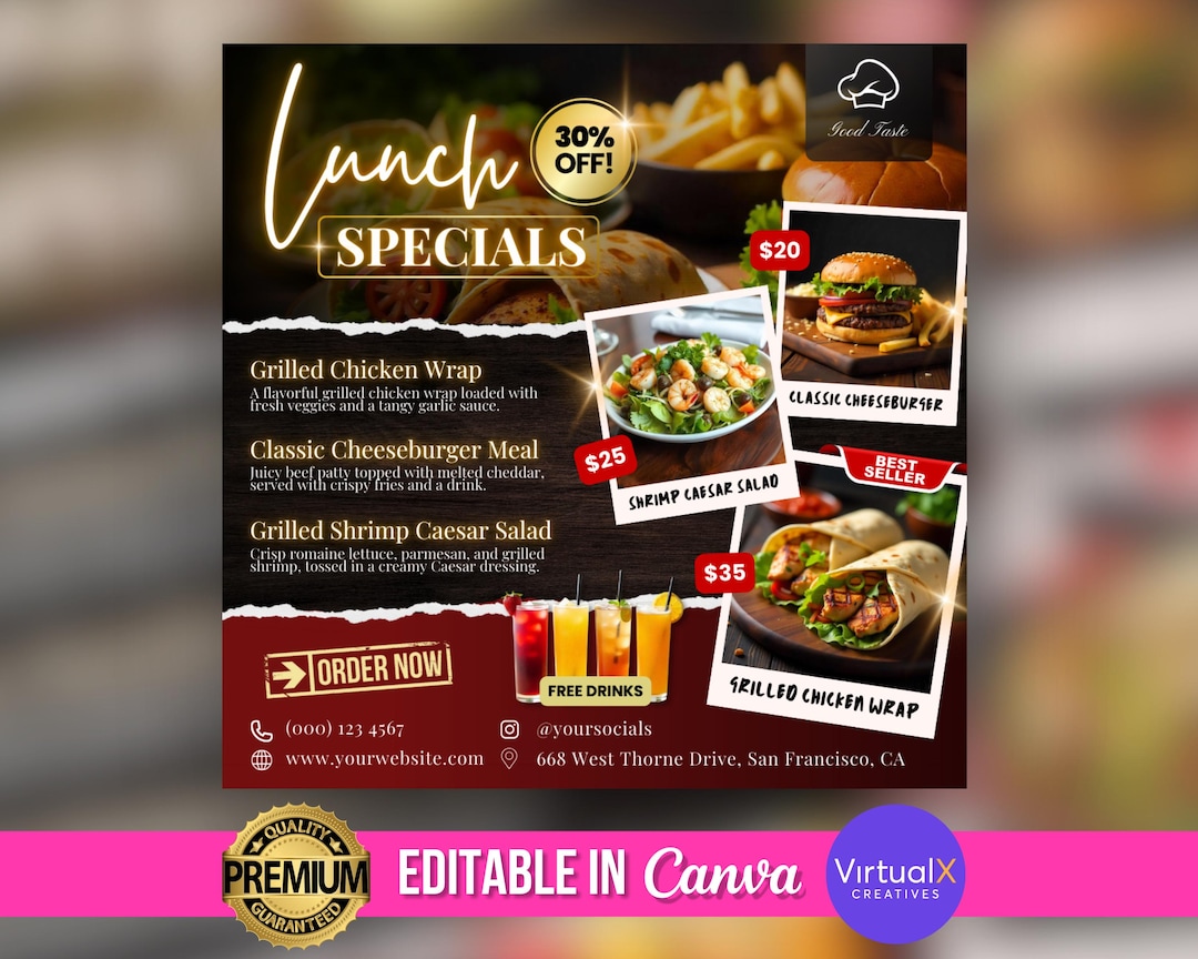 Editable Lunch Specials Flyer, Sunday Special Menu, Weekend Lunch Sale ...