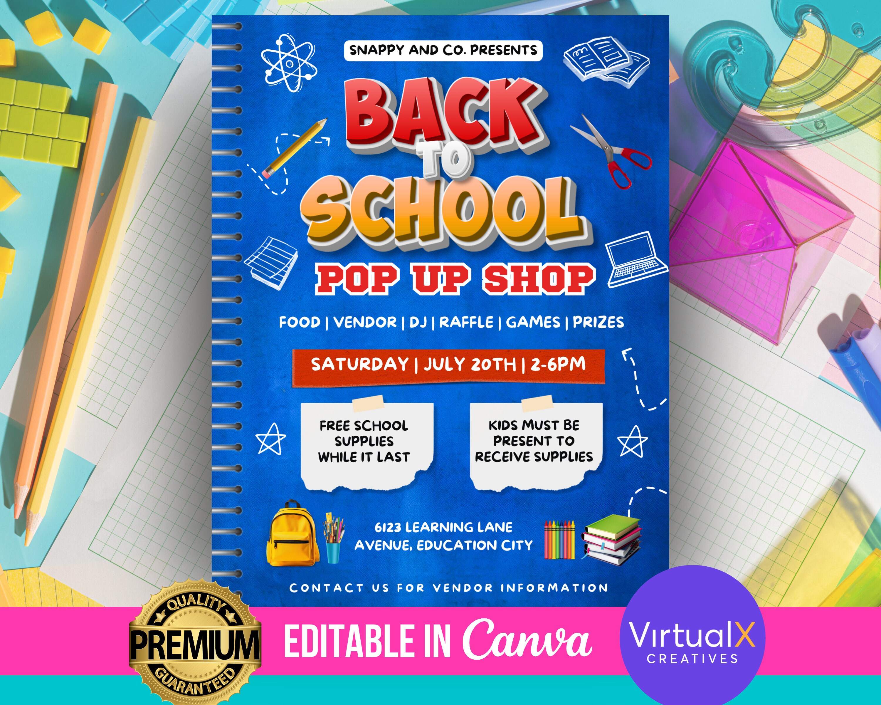 Back to School Pop up Shop, Canva Editable Flyer Template, Community ...