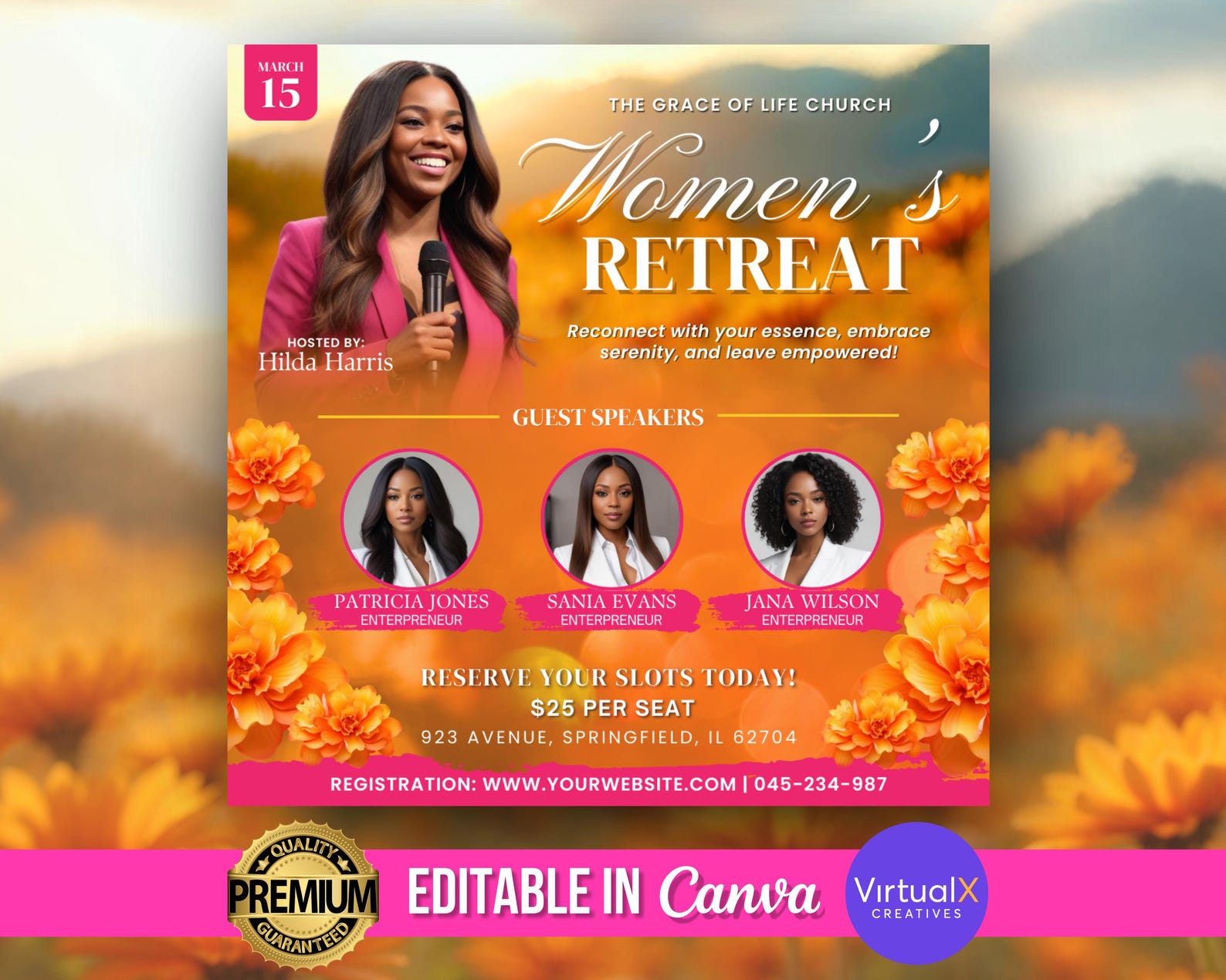 Women's Retreat Flyer, Women's Meeting Conference Flyer, Guest Speaker ...