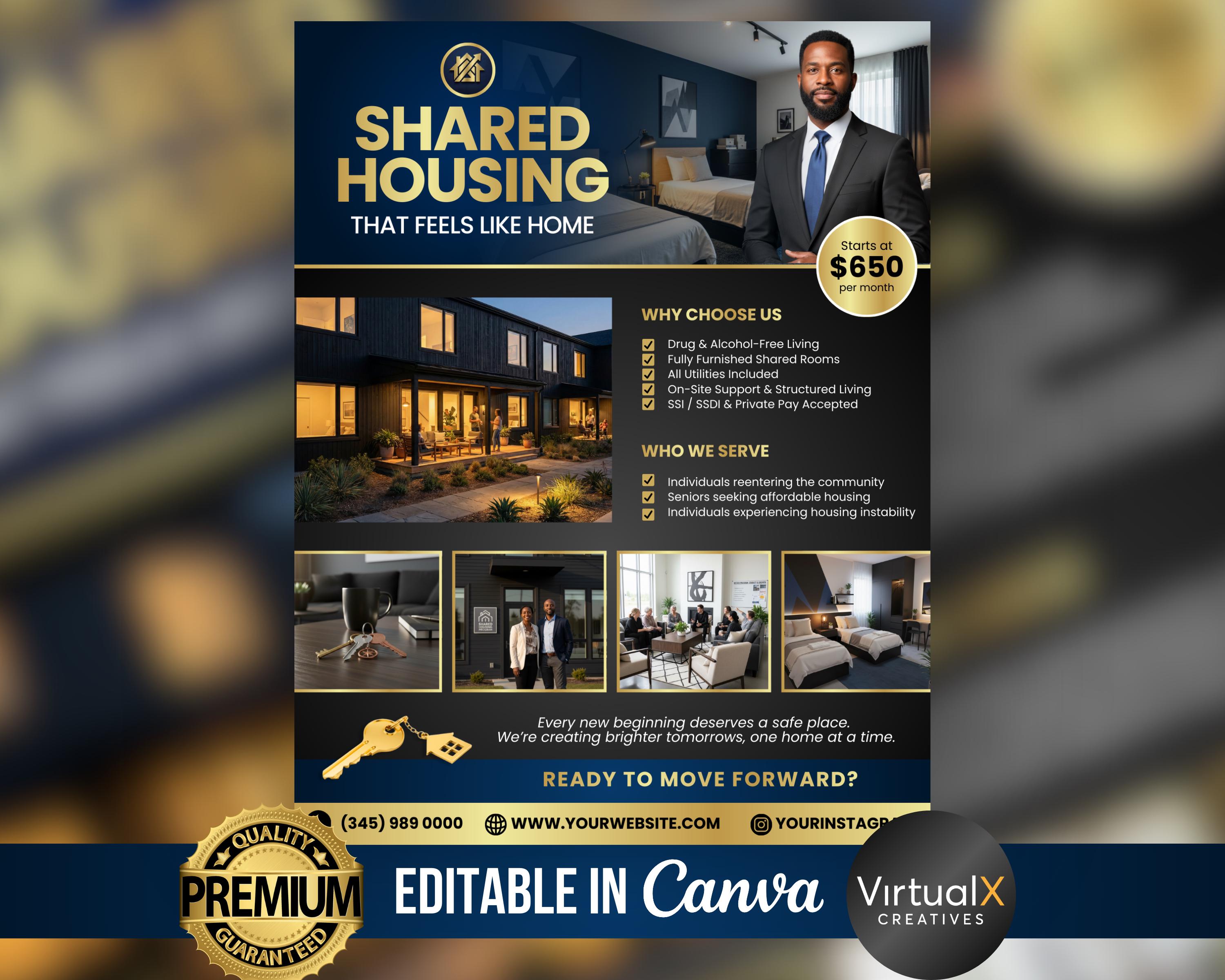 Shared Housing Program Flyer | Transitional Housing & Sober Living ...