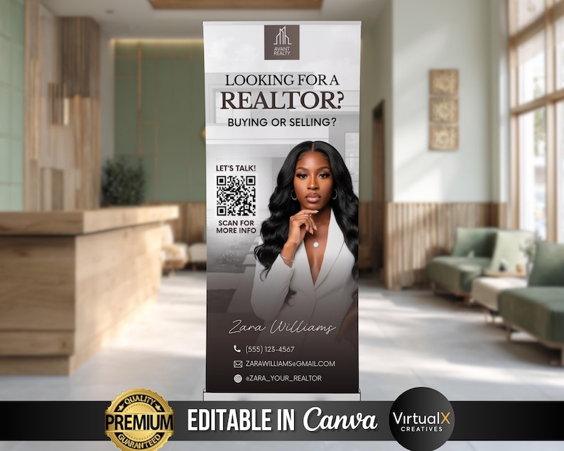Real Estate Agent, Realtor Roll up Banner, Professional Event Marketing ...