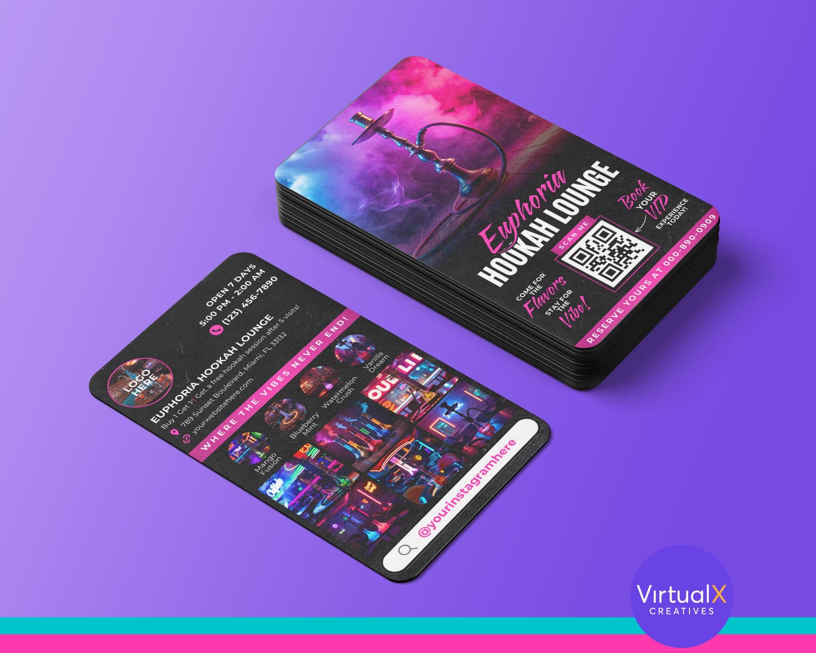 Hookah Business Cards, Editable Night Club Calling Card, Bar and Grill ...