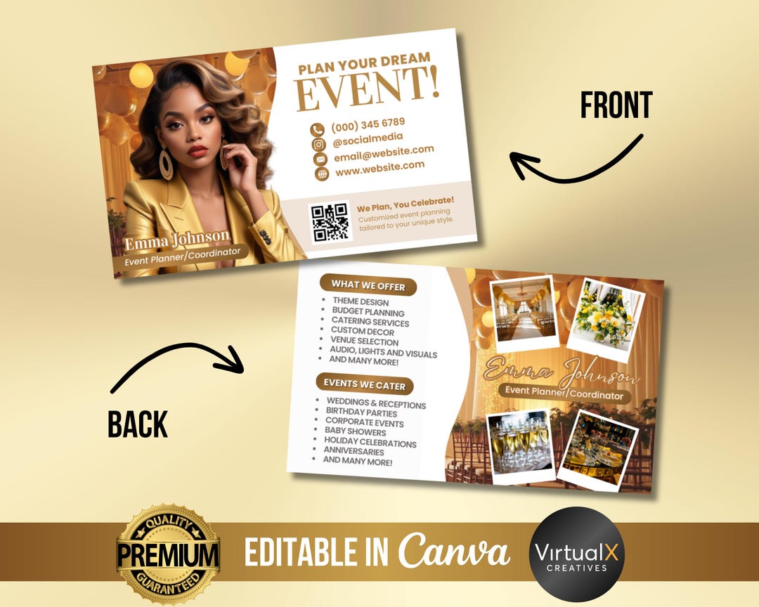 Event Planner Business Cards, Events Business Card, Party Planner ...