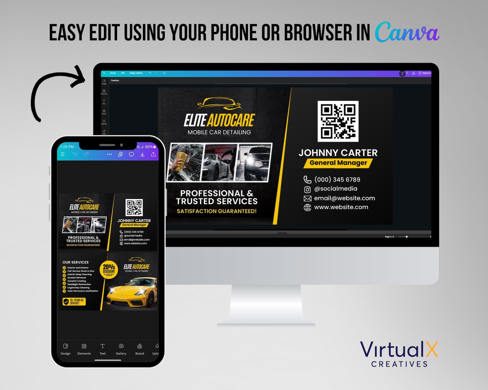 Mobile Car Detailing Business Cards, Auto Detailing Card, Car Wash ...