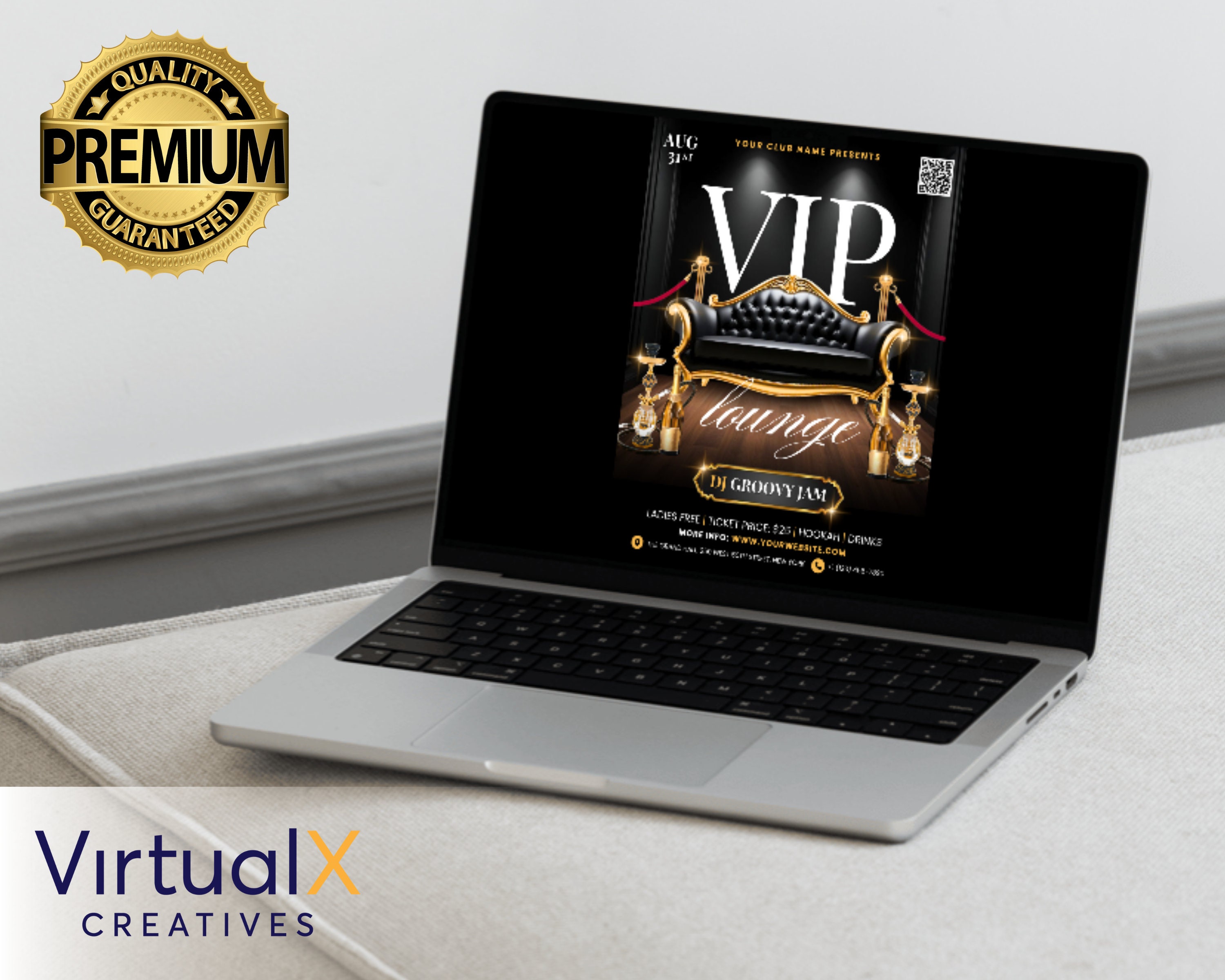 VIP Lounge Club Template, Luxury Vip DJ Party Invite Flyer, Black and ...