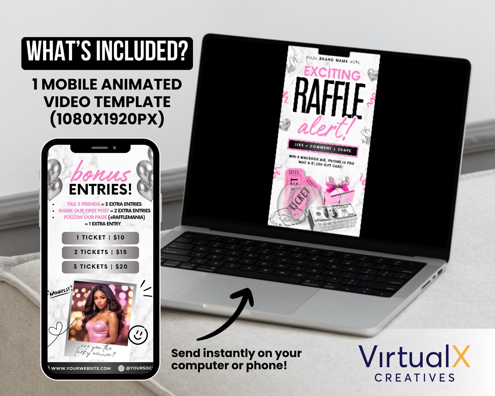 Raffle Giveaway Animated, Raffle Video, DIY Giveaway Template, Raffle ...