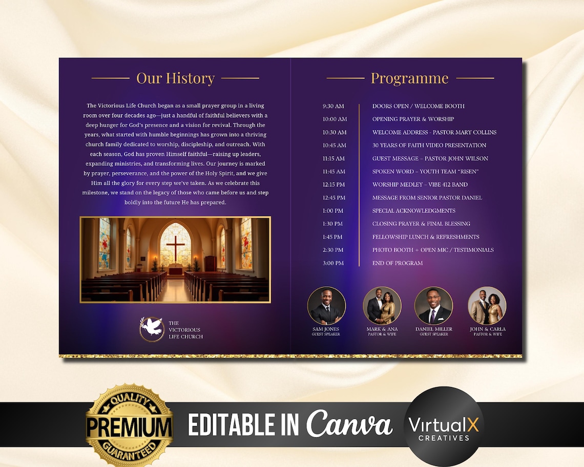 4 Page Pastor Anniversary Program Template, Pastor Appreciation, Pastor ...