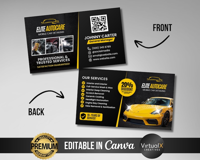 Mobile Car Detailing Business Cards, Auto Detailing Card, Car Wash ...