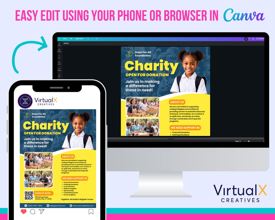 Donation Drive Flyer Template, Editable Charity Event Flyer ...