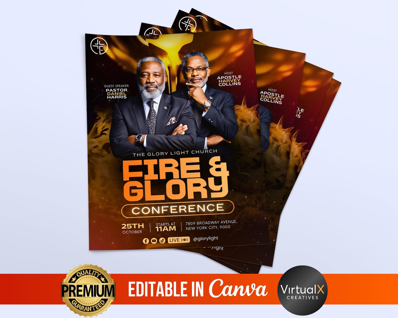 Oil and Fire Conference Flyer, Editable Revival & Worship Template ...