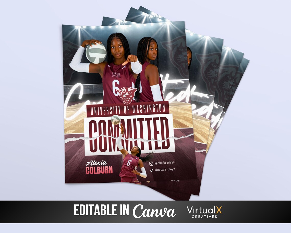 Sports Committed Poster, High School Commitment Social Media Flyer ...