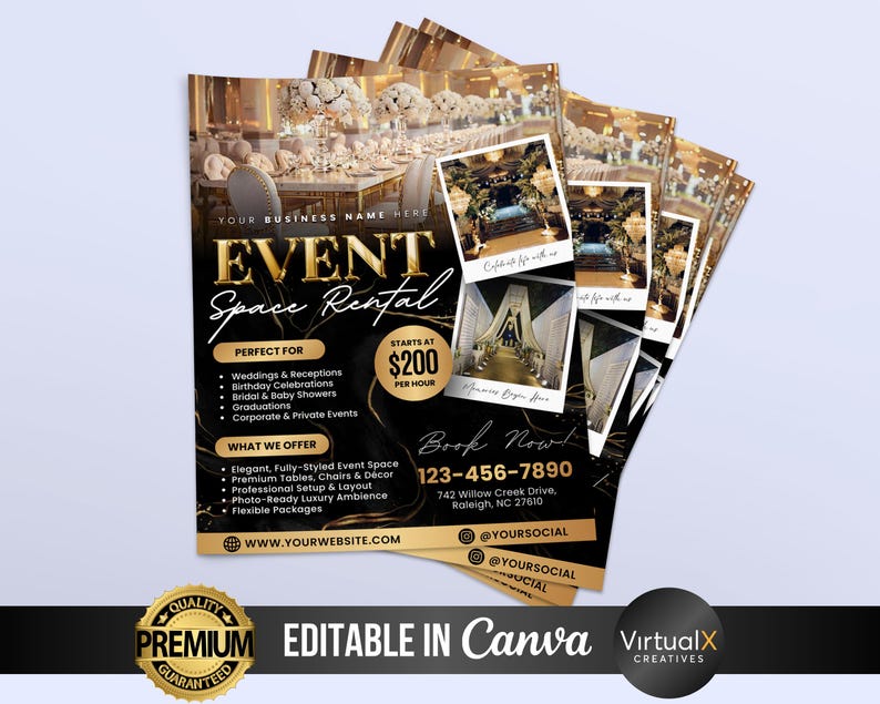 Event Space Rental Flyer Template | Venue Rental Promotion | Editable ...