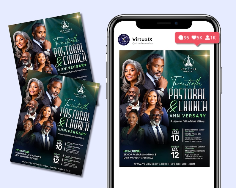 Pastoral Anniversary Flyer Template | Church Event Flyer | Pastor ...