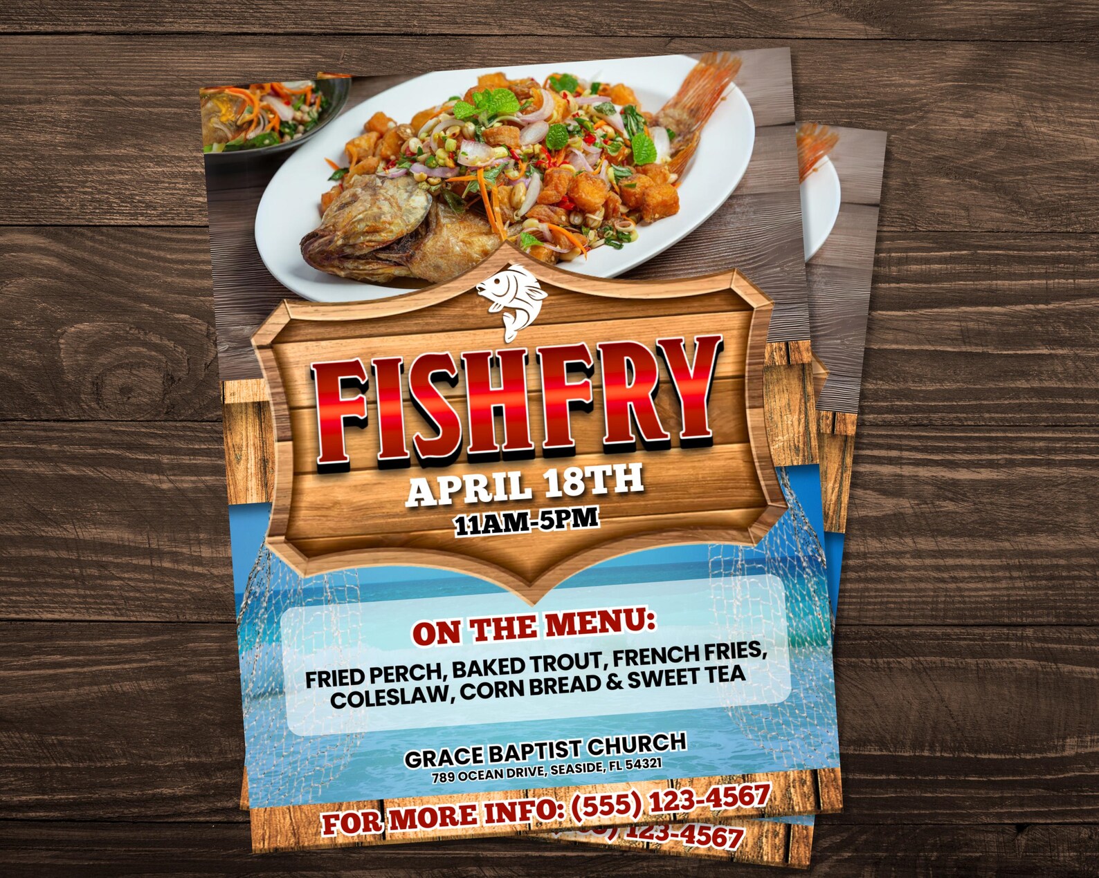 Fish Fry Flyer, Community Event, Restaurant Cookout Flyer, Fried Perch ...