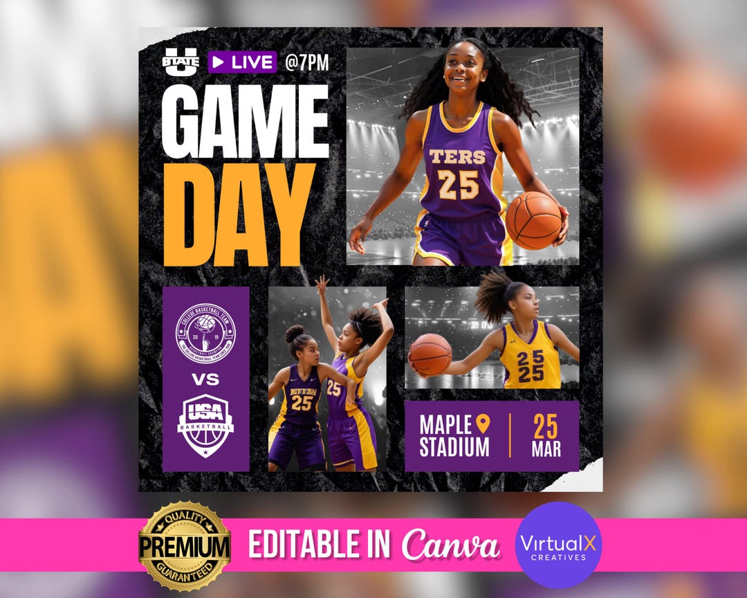 Game Day Basketball Flyer, Event Social Media Poster, Digital Game Day ...
