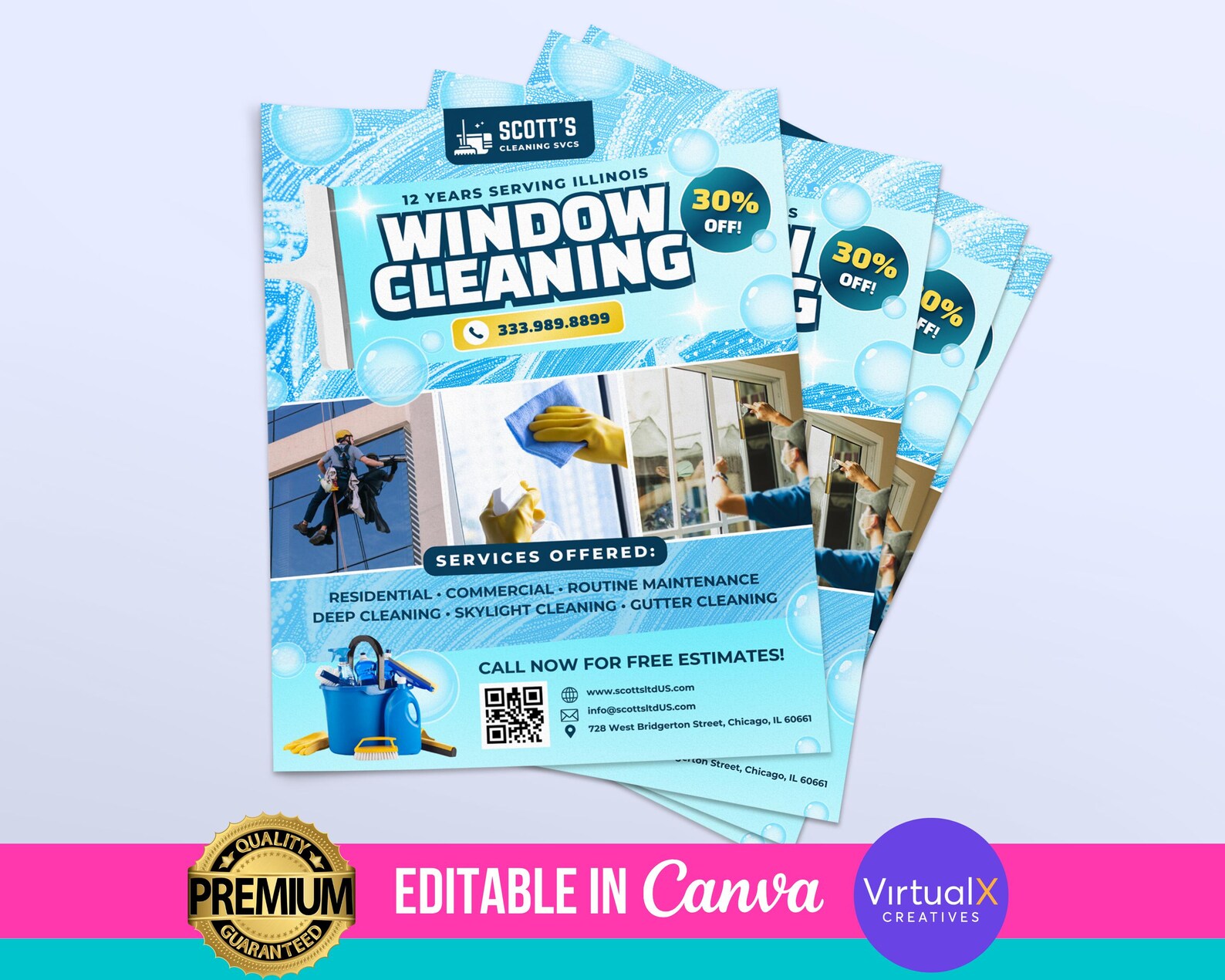 Clear Window Cleaning Service Flyer, Cleaning Business Flyer, Editable ...
