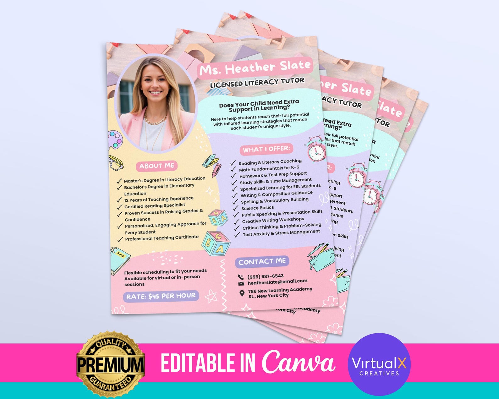 Editable Tutoring Flyer, Elementary Tutor Template, Summer Tutoring ...