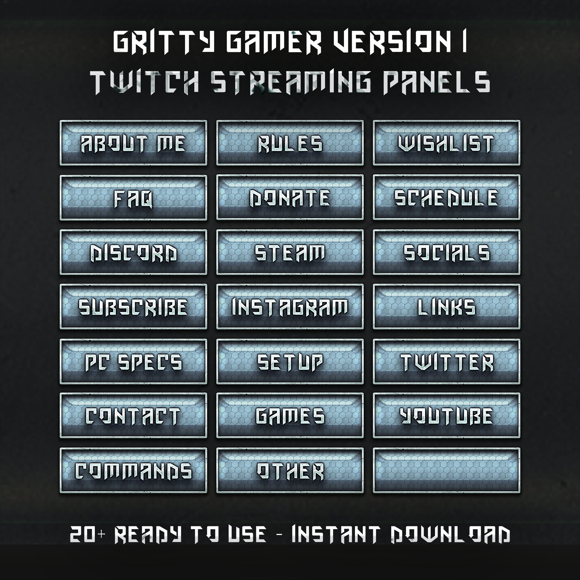 Twitch Streaming Panels Gritty Gamer V1 - Etsy