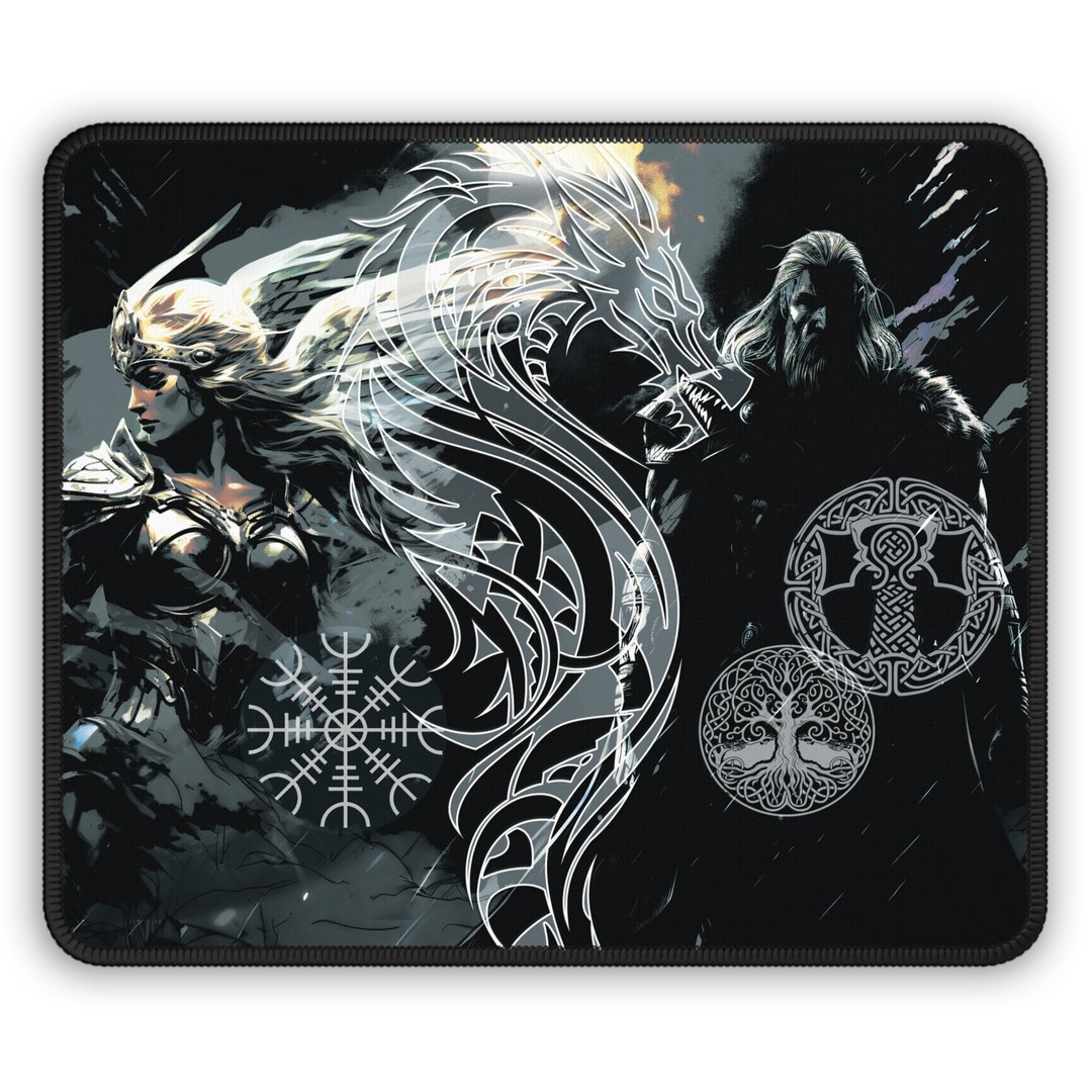 Norse Mouse Pad Gift Magical Protection Helm of Awe Norse Pagan Viking ...