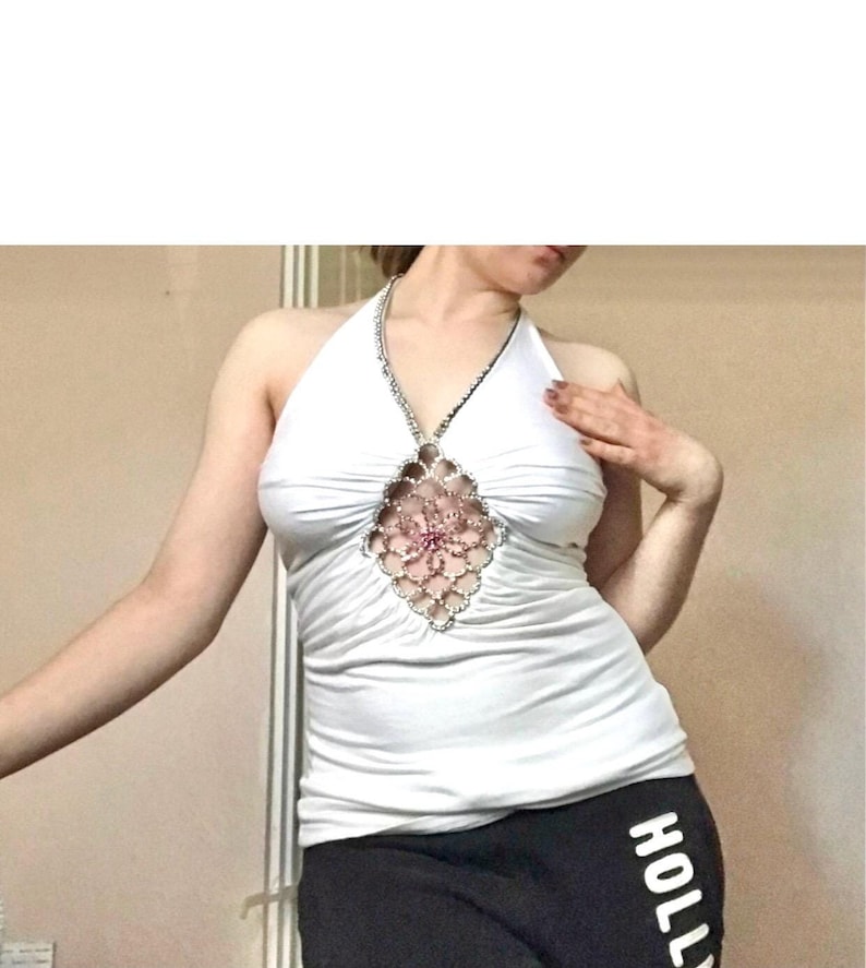 Vintage 2000s Y2k Cutout Halter Top Backless Tube Top Embellished ...