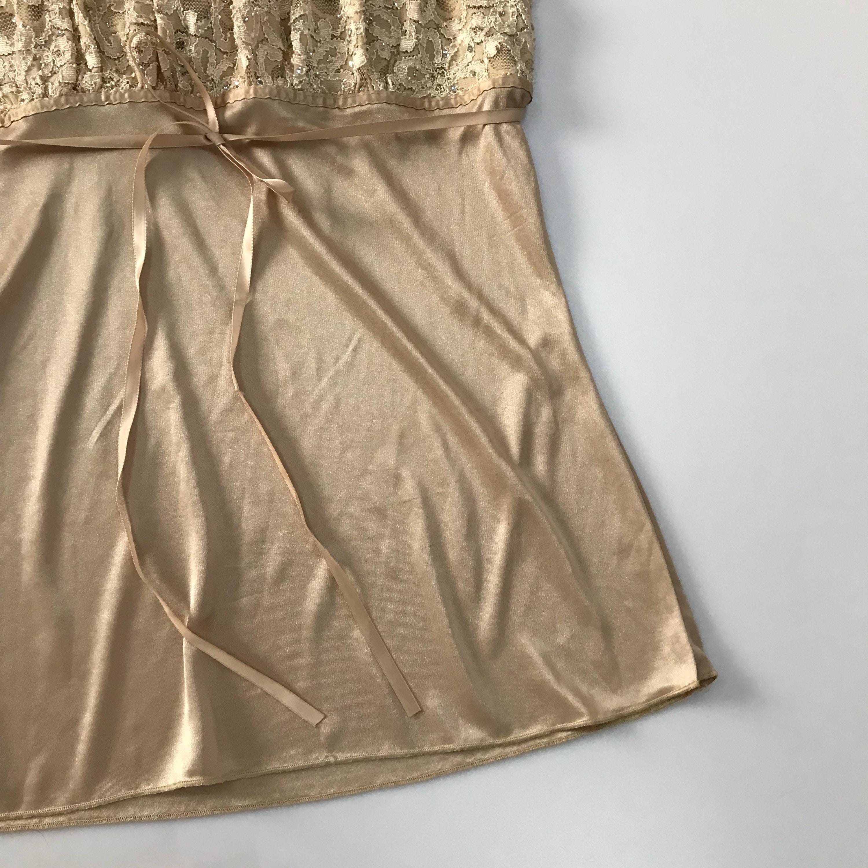 Vintage Y2k Gold Cami Tank Top Lace and Sparkles Beaded Golden Fairy ...