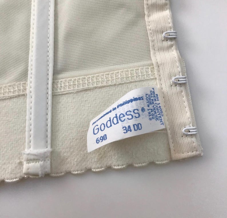 Vintage Goddess Bullet Bra 34dd Corset Top Unpadded White Lingerie ...