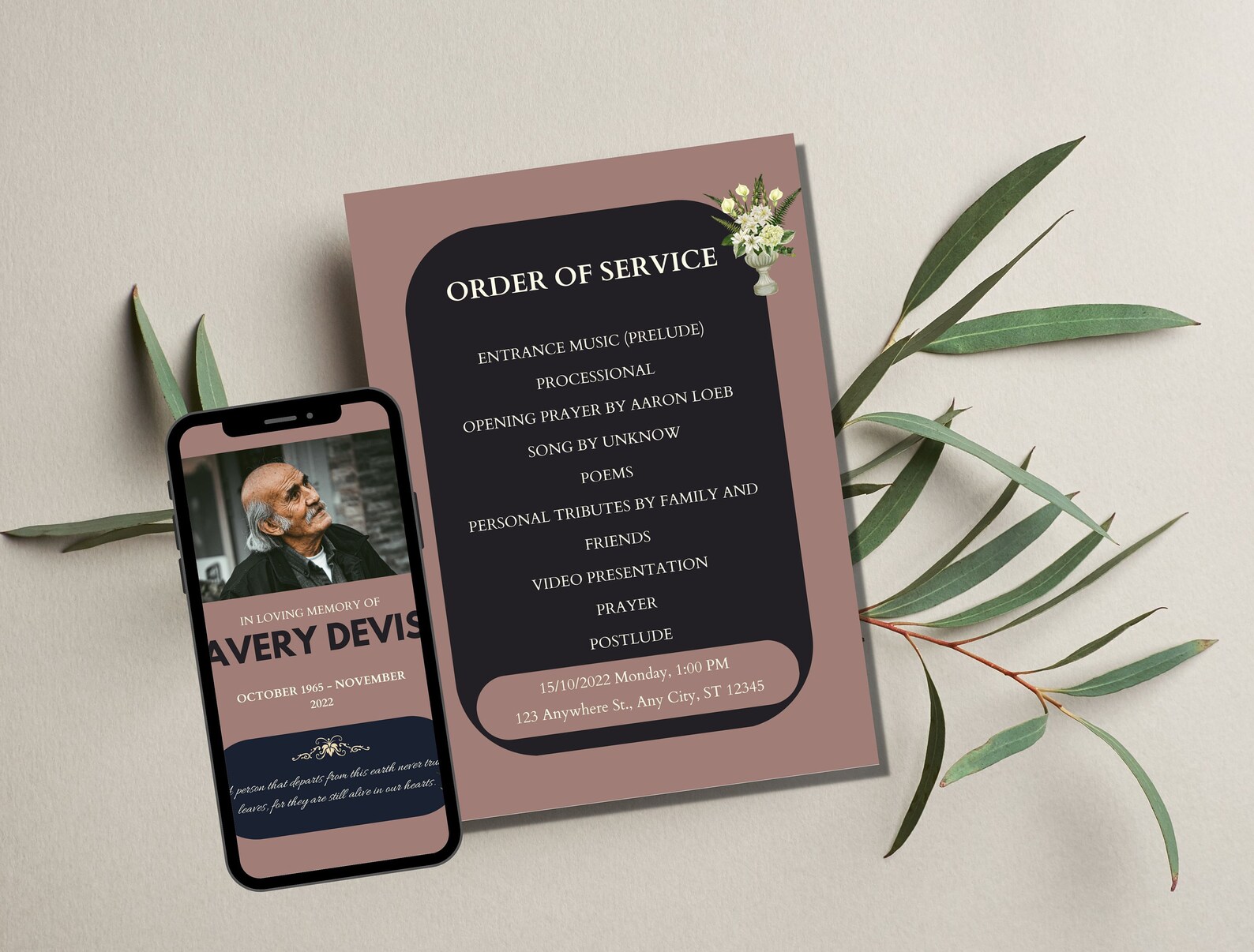 DIGITAL FUNERAL INVITE, Memorial Digital Invitation Printable, Text ...