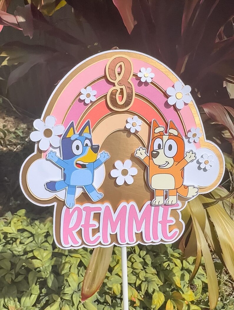 Personalised Bluey Daisy Theme Cake Topper Birthday Cake Toppers ...