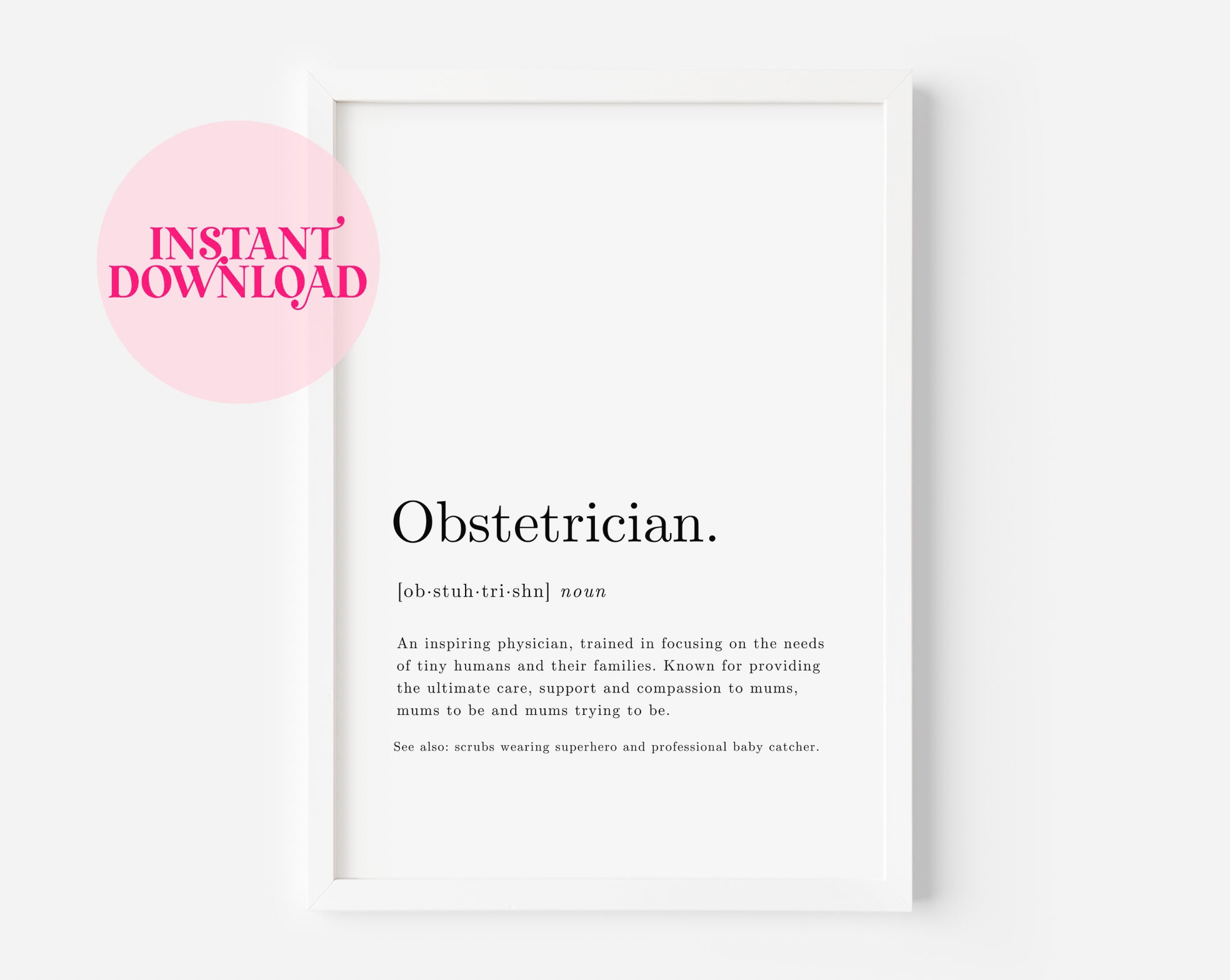 Obstetrician Definition Instant Download Print Wall Art Poster Last ...