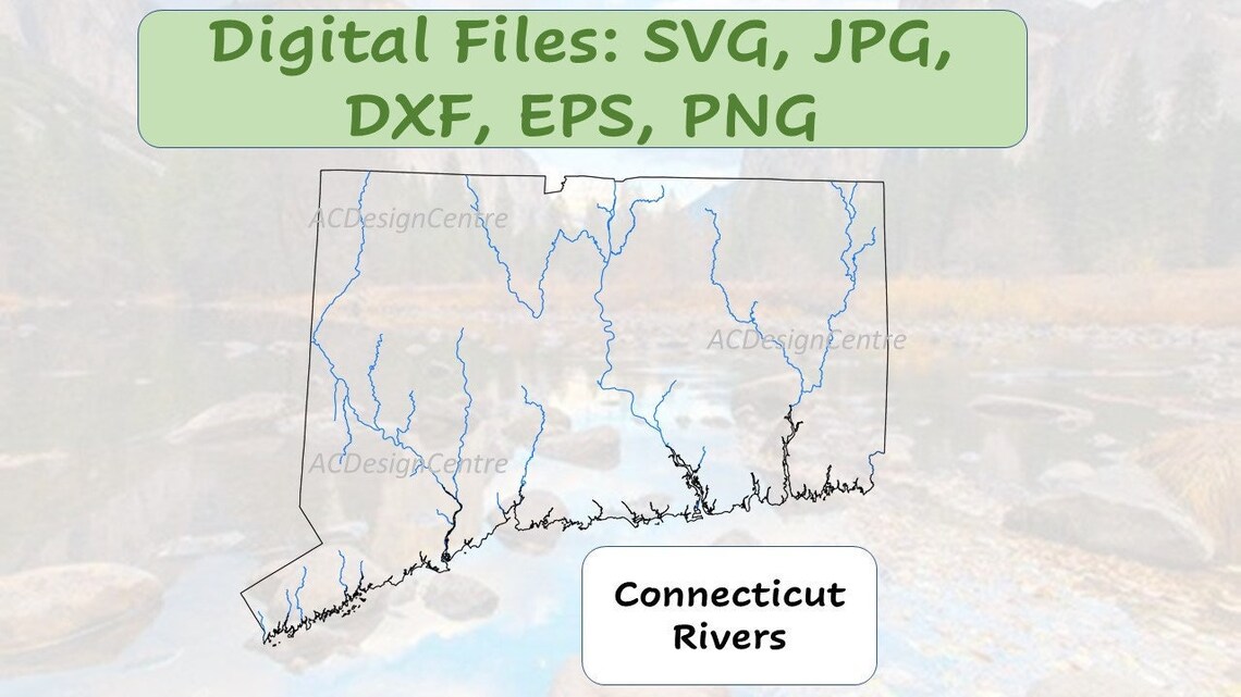 Connecticut Outline and Major Rivers SVG - Etsy