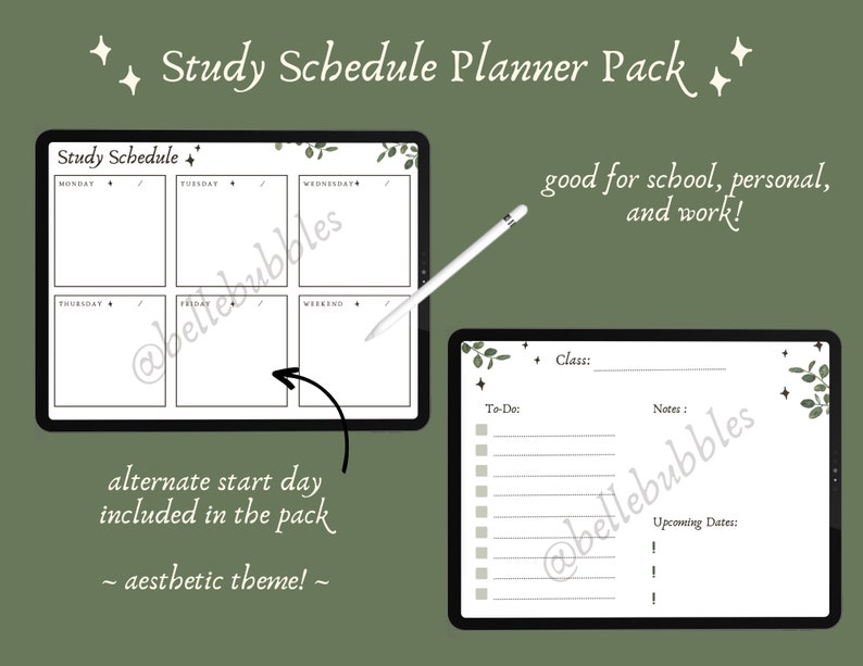 Digital Study Planner Aesthetic Sage Green for College and - Etsy