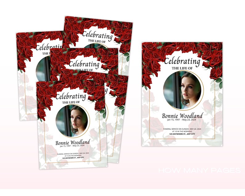 Editable Funeral Program Template Elegant Memorial Service - Etsy México