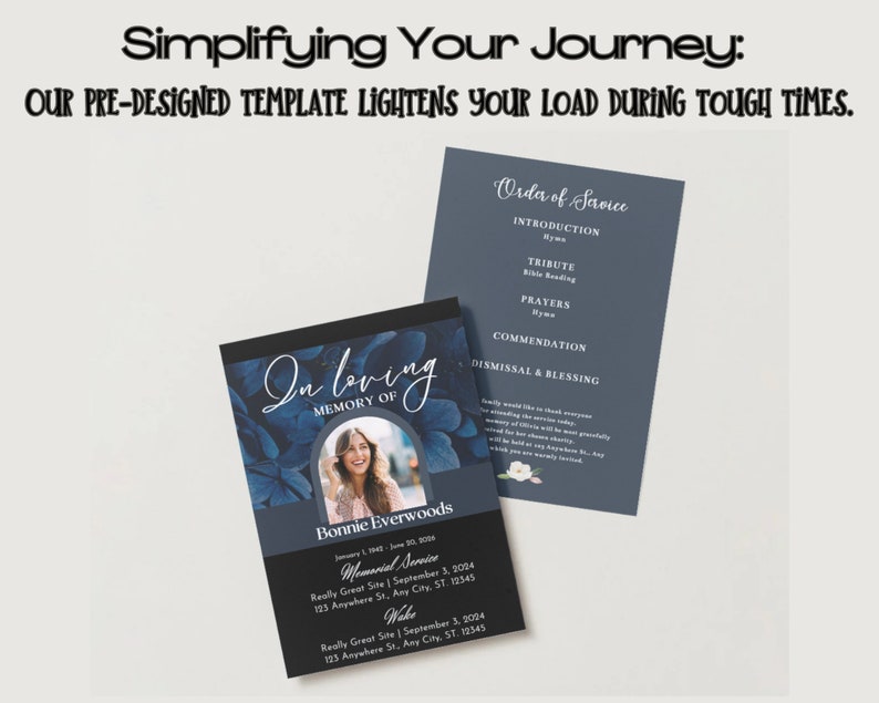 Editable Funeral Program Cards Printable Remembrance Cards - Etsy