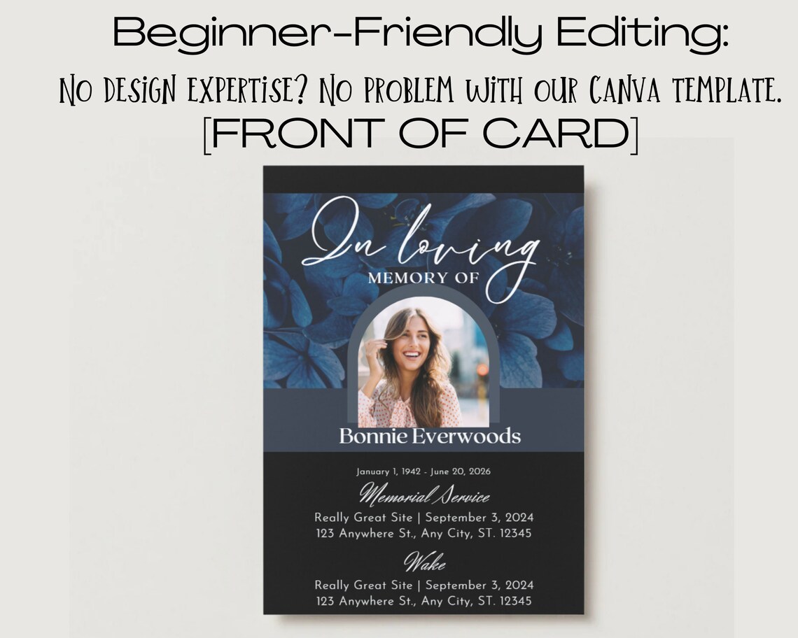 Editable Funeral Program Cards Printable Remembrance Cards - Etsy