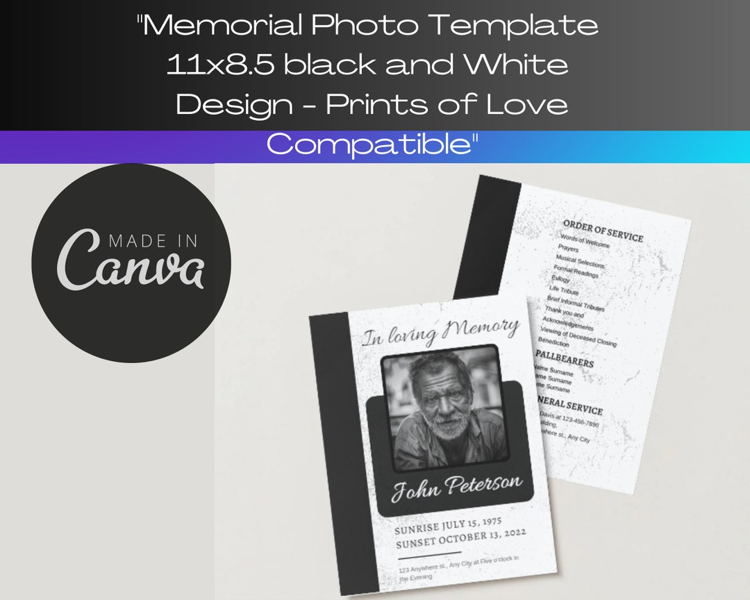 Funeral Program Template Printable Memorial Service Program - Etsy