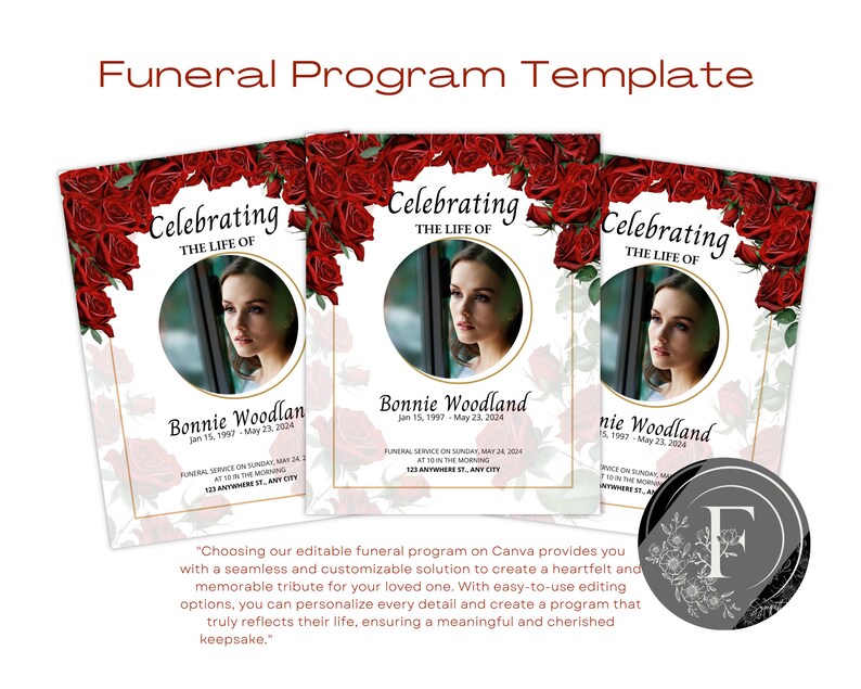 Editable Funeral Program Template Elegant Memorial Service - Etsy México