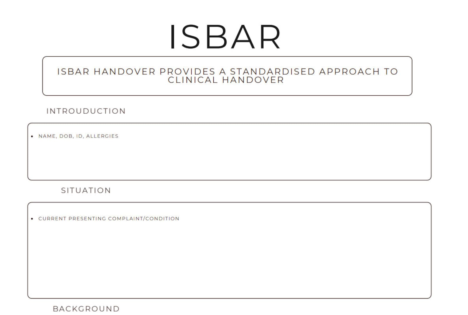 ISBAR Handover Template X 2 - Etsy Australia