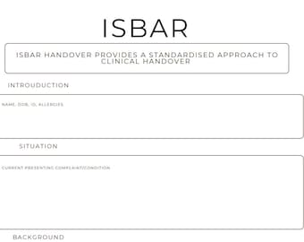 Nurse Handover Tool ISBAR - Etsy UK