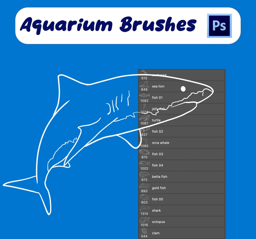 15 Photoshop Aquarium Brushes Photoshop Animals Brush Fish - Etsy