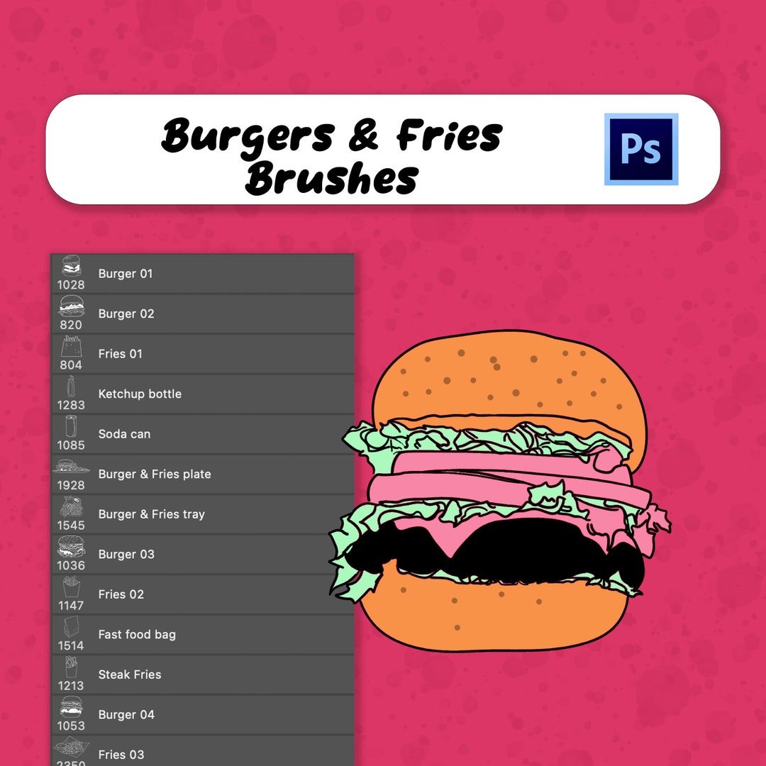 15 Photoshop Burger Brushes, Burger Stamps, Fast Food Brush, Burger ...