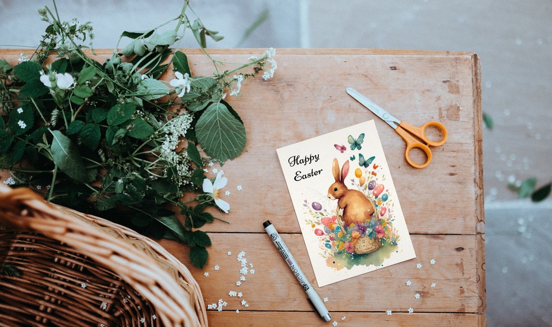 Beautiful Handprint Easter Egg Celebration Card | Cute Bunny Design ...