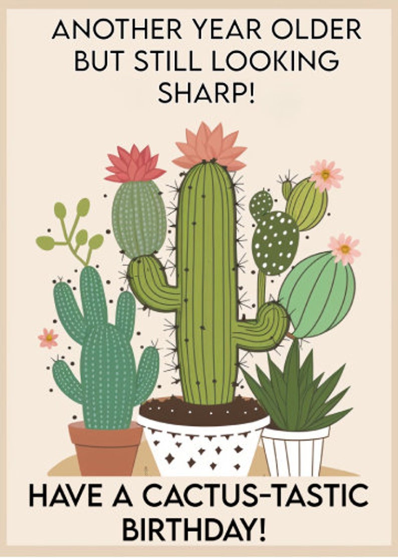 Printable Cactus Birthday Card, Printable Birthday Card Funny, Cute ...