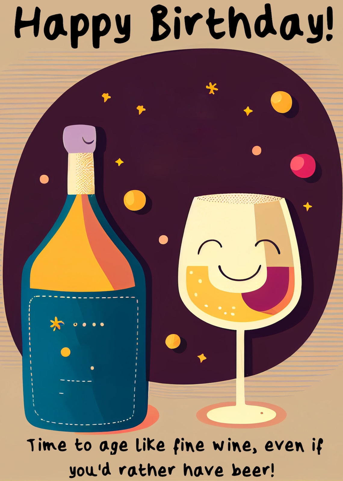 Printable Wine Birthday Card, Printable Birthday Card Funny, Cute ...