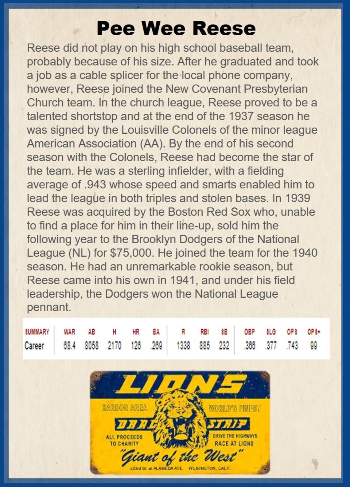 Pee Wee Reese; 1953 World Series; Yankees Vs Dodgers; Mickey Mantle ...