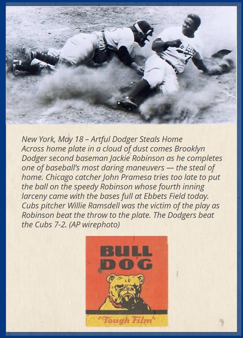Jackie Robinson - Steals Home - Etsy