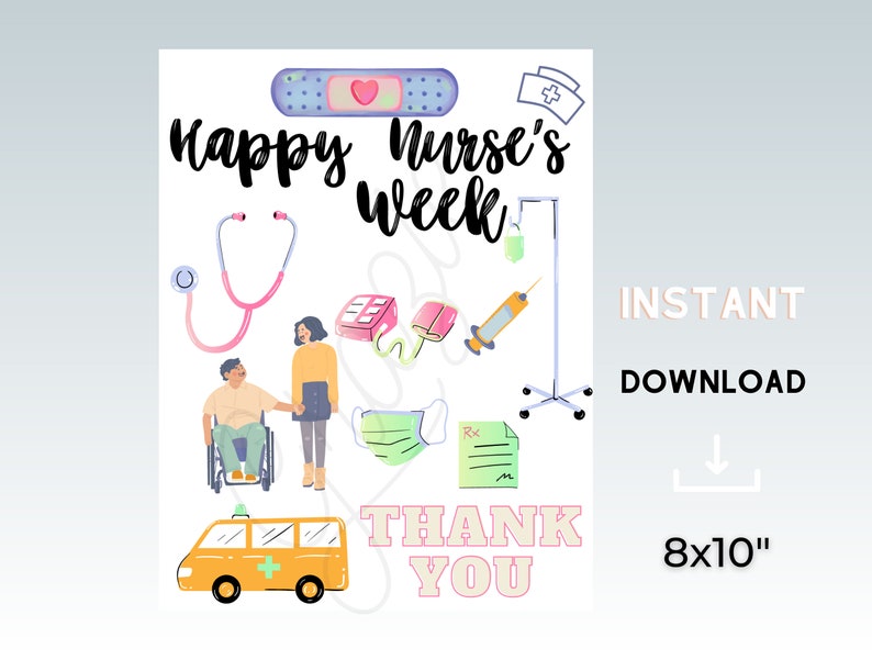 Happy Nurse's Week Printable Sign, Nurse Appreciation, RN, LVN, Nurse ...