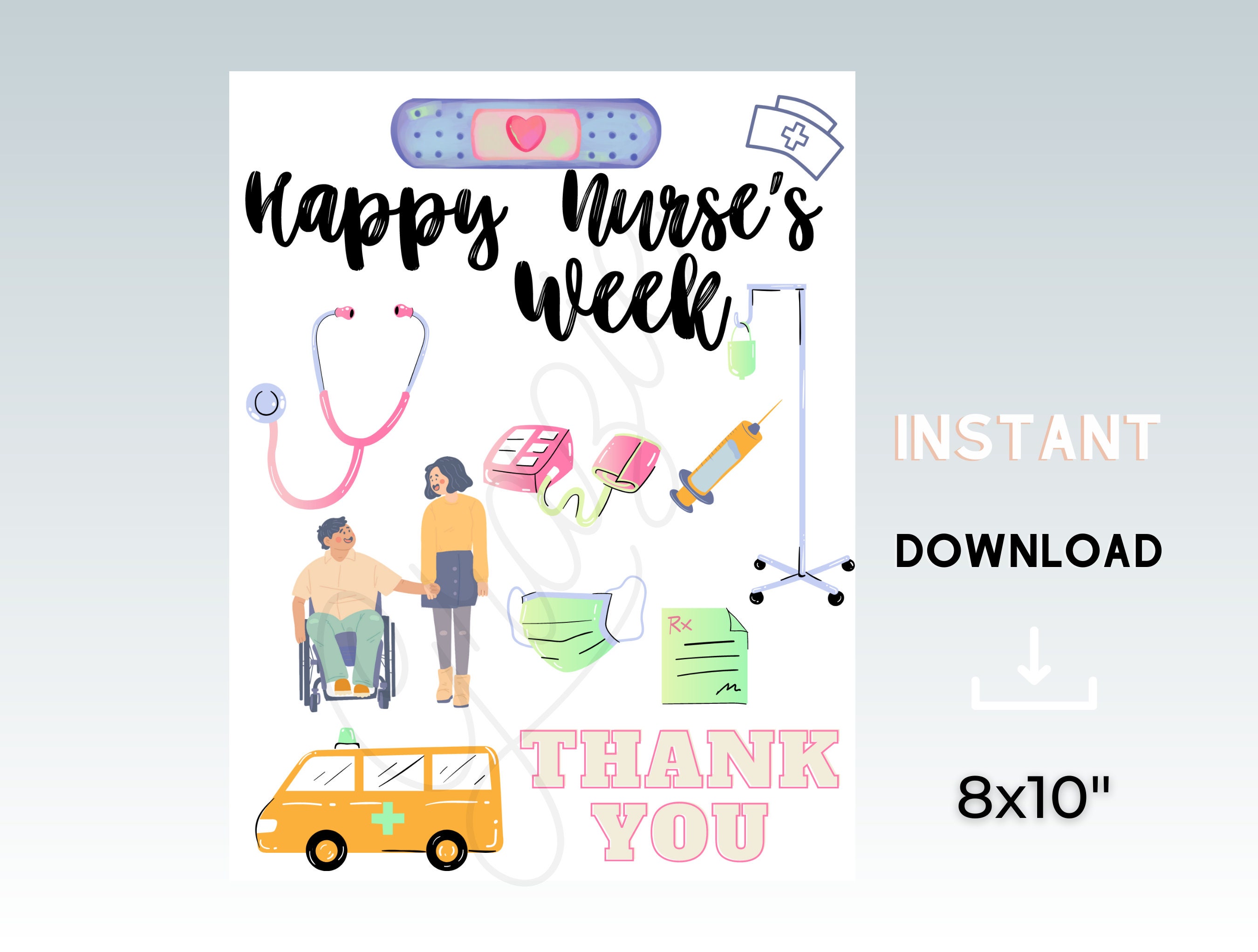 Happy Nurse's Week Printable Sign, Nurse Appreciation, RN, LVN, Nurse ...