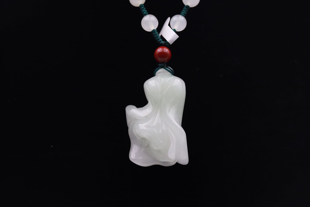 Natural Quartzite Jade Tian Shan Cui Hand-carved Cabbage Shape Pendant ...