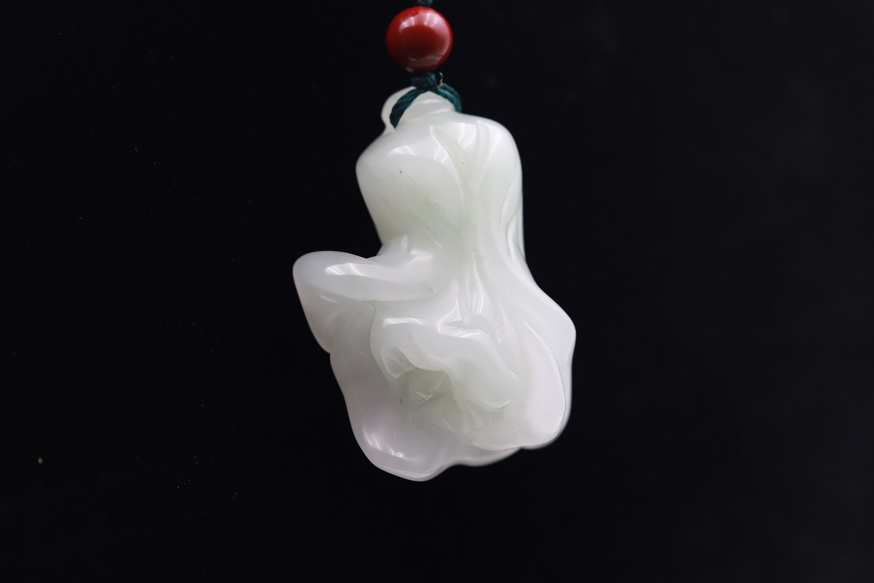 Natural Quartzite Jade Tian Shan Cui Hand-carved Cabbage Shape Pendant ...