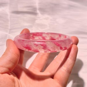 Natural Genuine Pink Rhodonite Bangle Beautiful Sakura Rain Bangle ...